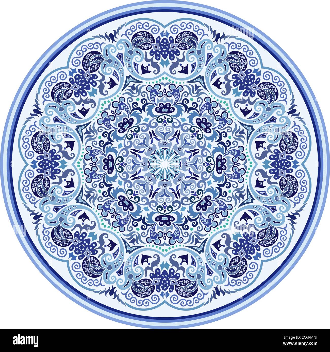 Vector blue decorative floral ethnic illustration Stock Vector Image ...