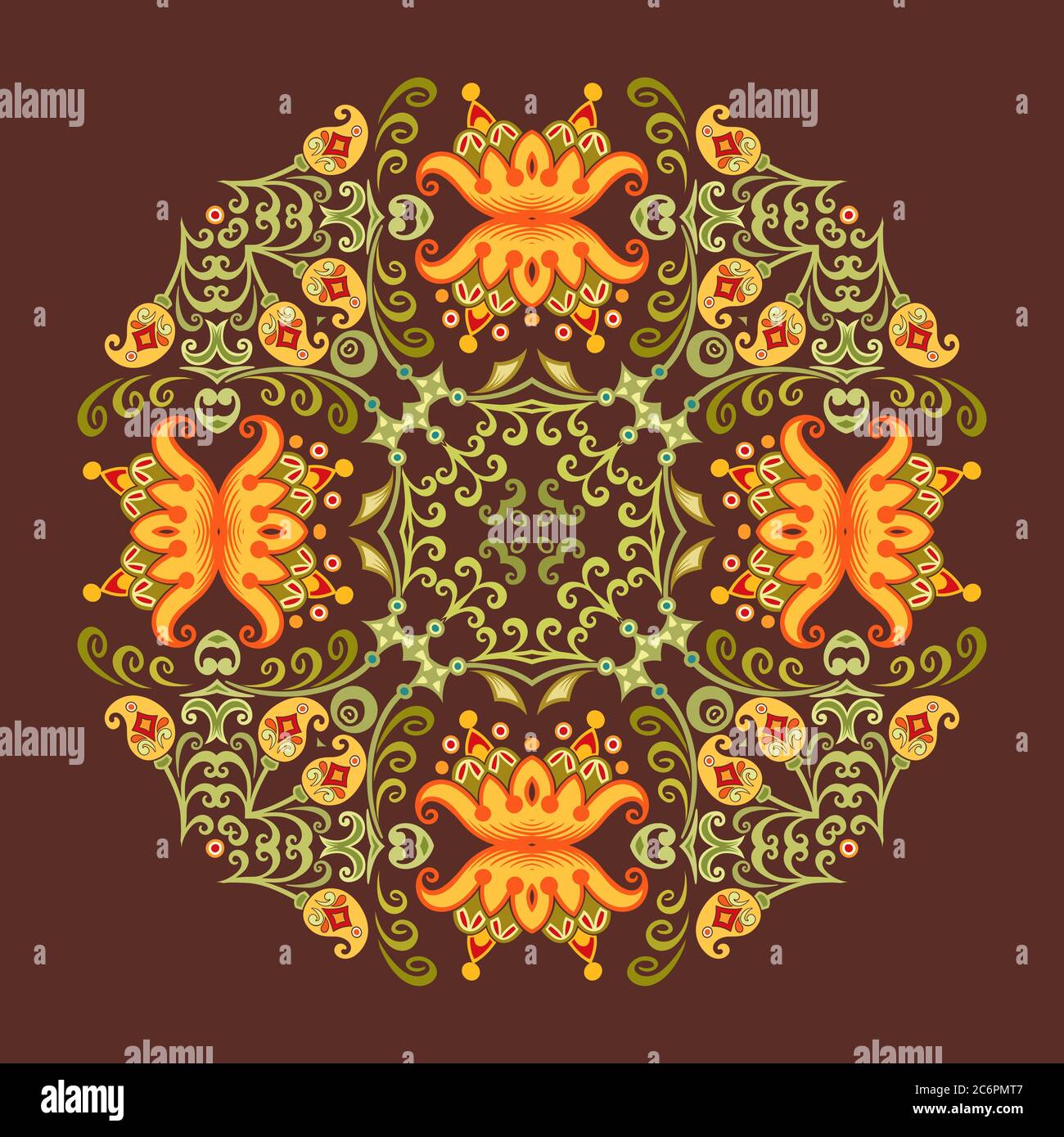 Vector ethnic abstract flower illustration Stock Vector Image & Art - Alamy