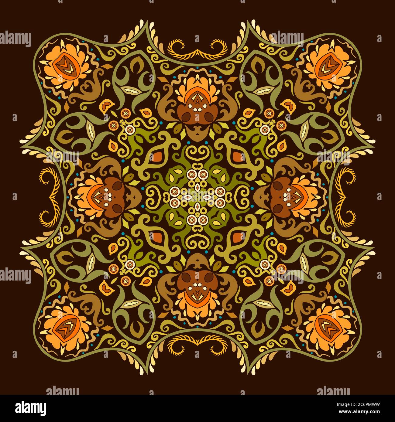 Vector ethnic abstract flower illustration Stock Vector Image & Art - Alamy
