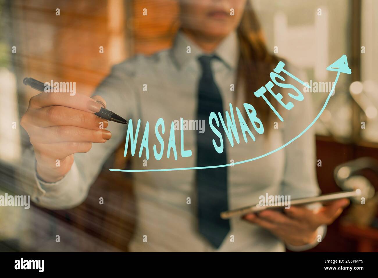 Text sign showing Nasal Swab Test. Business photo showcasing diagnosing ...