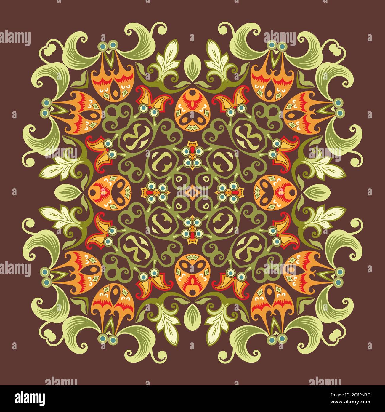 Vector ethnic abstract flower illustration Stock Vector Image & Art - Alamy