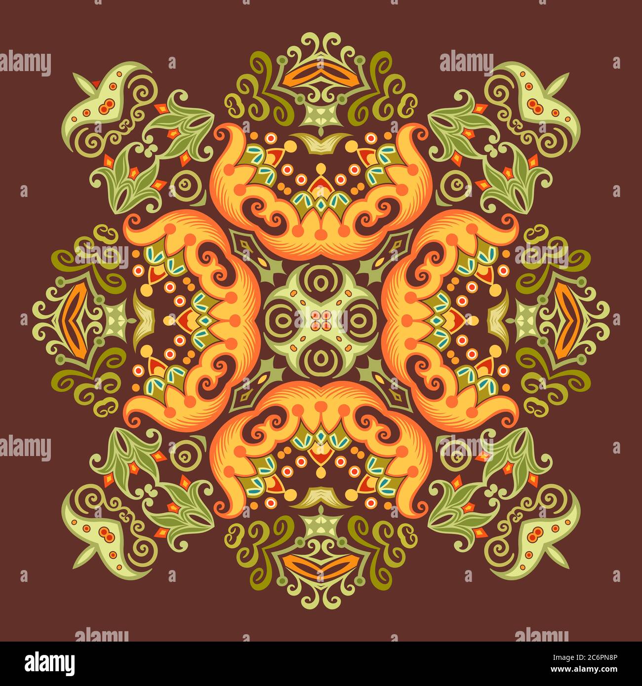 Vector ethnic abstract flower illustration Stock Vector Image & Art - Alamy