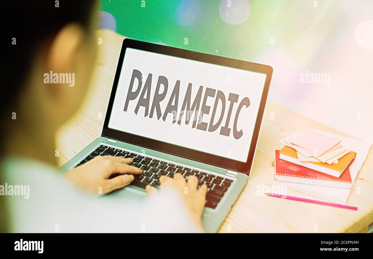 Conceptual hand writing showing Paramedic. Concept meaning a health ...