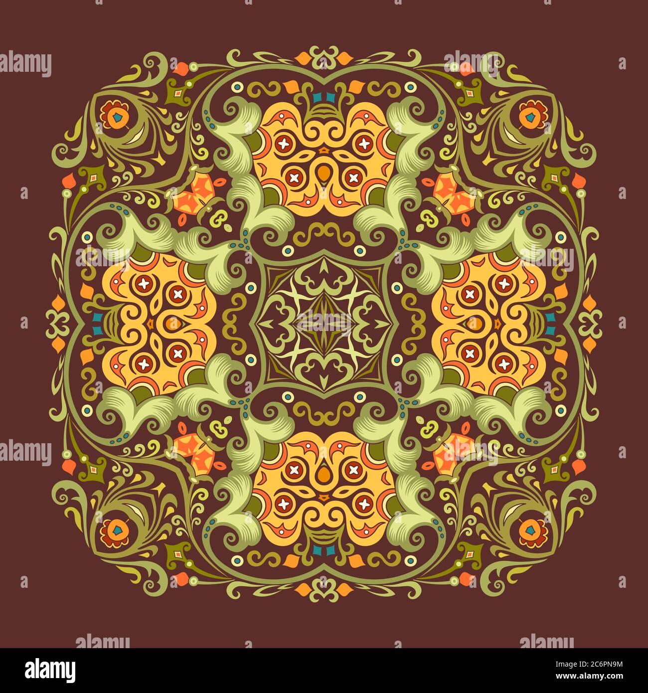 Vector ethnic abstract flower illustration Stock Vector Image & Art - Alamy