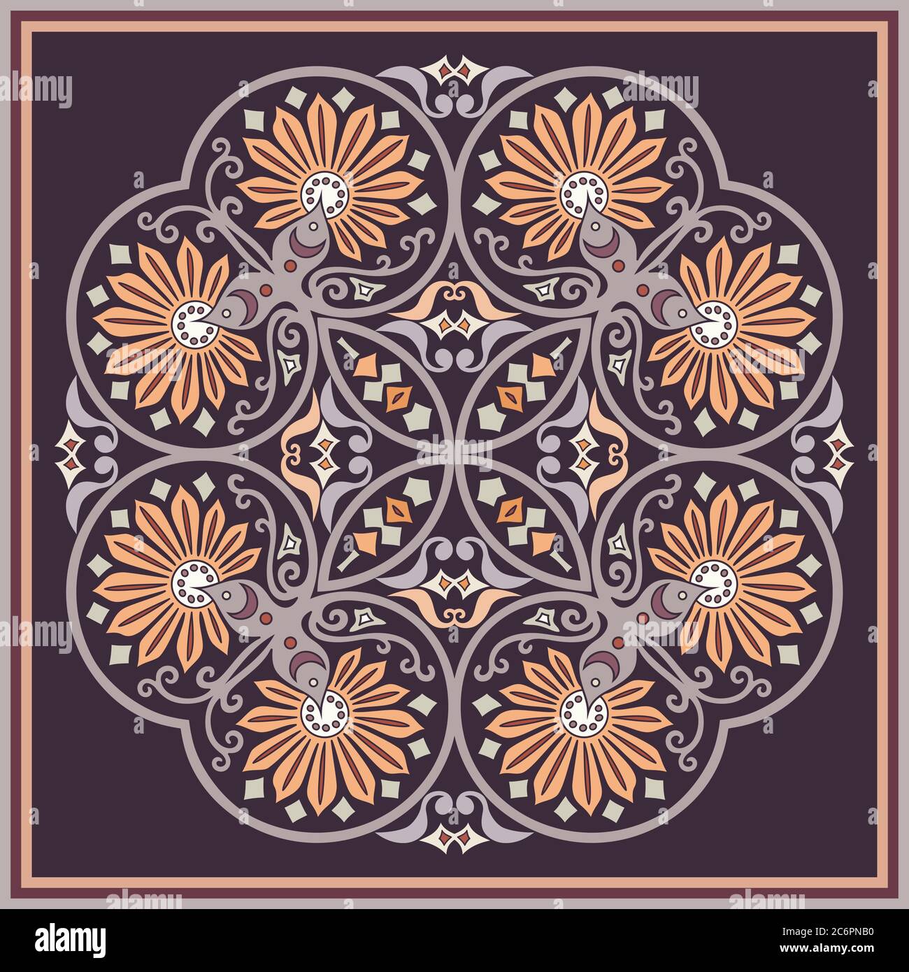 Vector ethnic abstract flower illustration Stock Vector Image & Art - Alamy