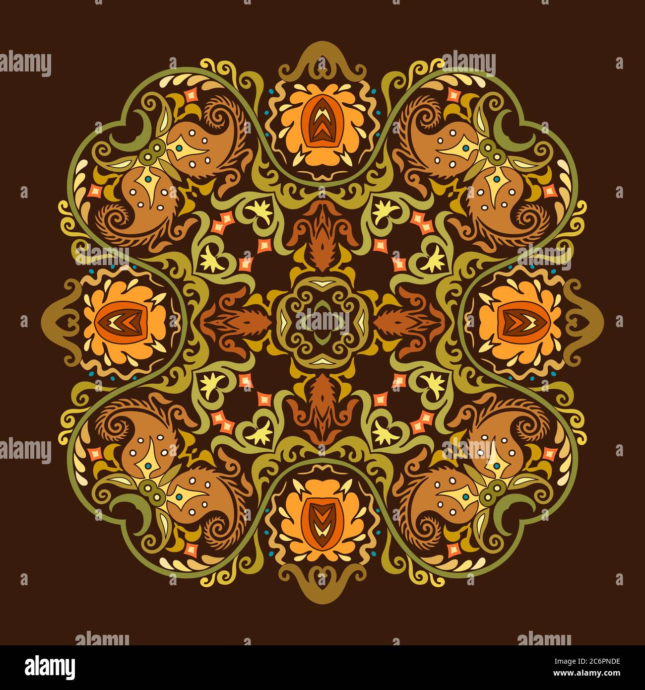 Vector ethnic abstract flower illustration Stock Vector Image & Art - Alamy