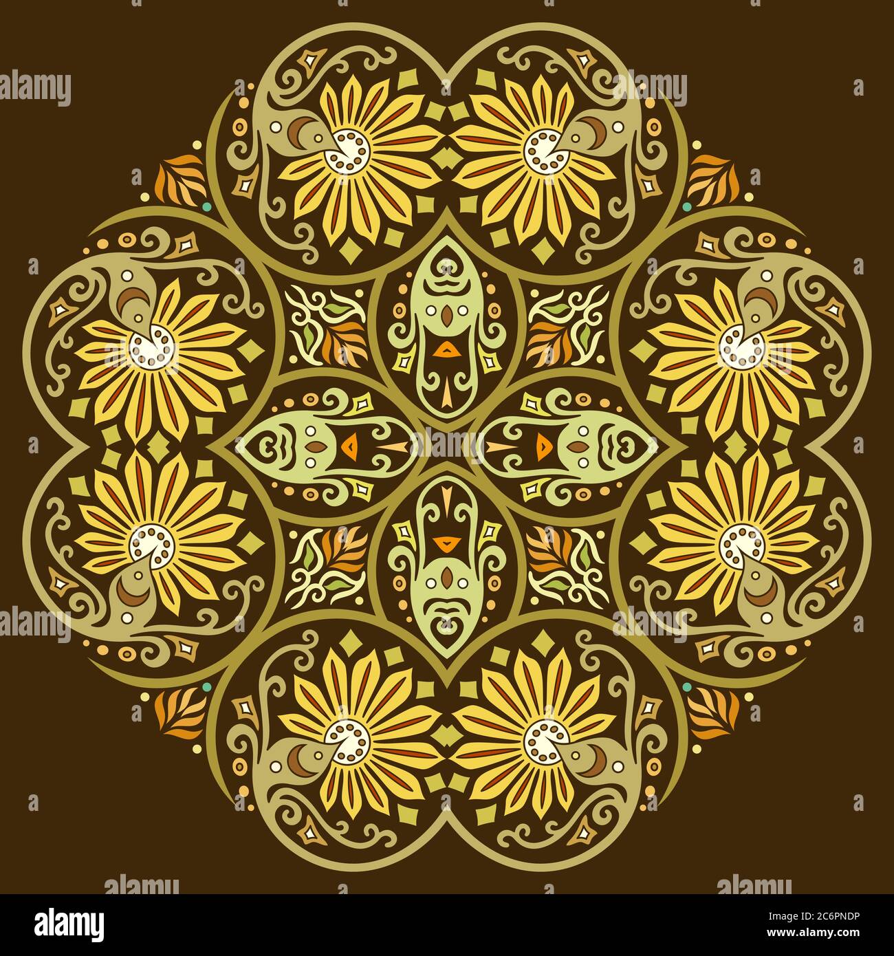 Vector ethnic abstract flower illustration Stock Vector Image & Art - Alamy