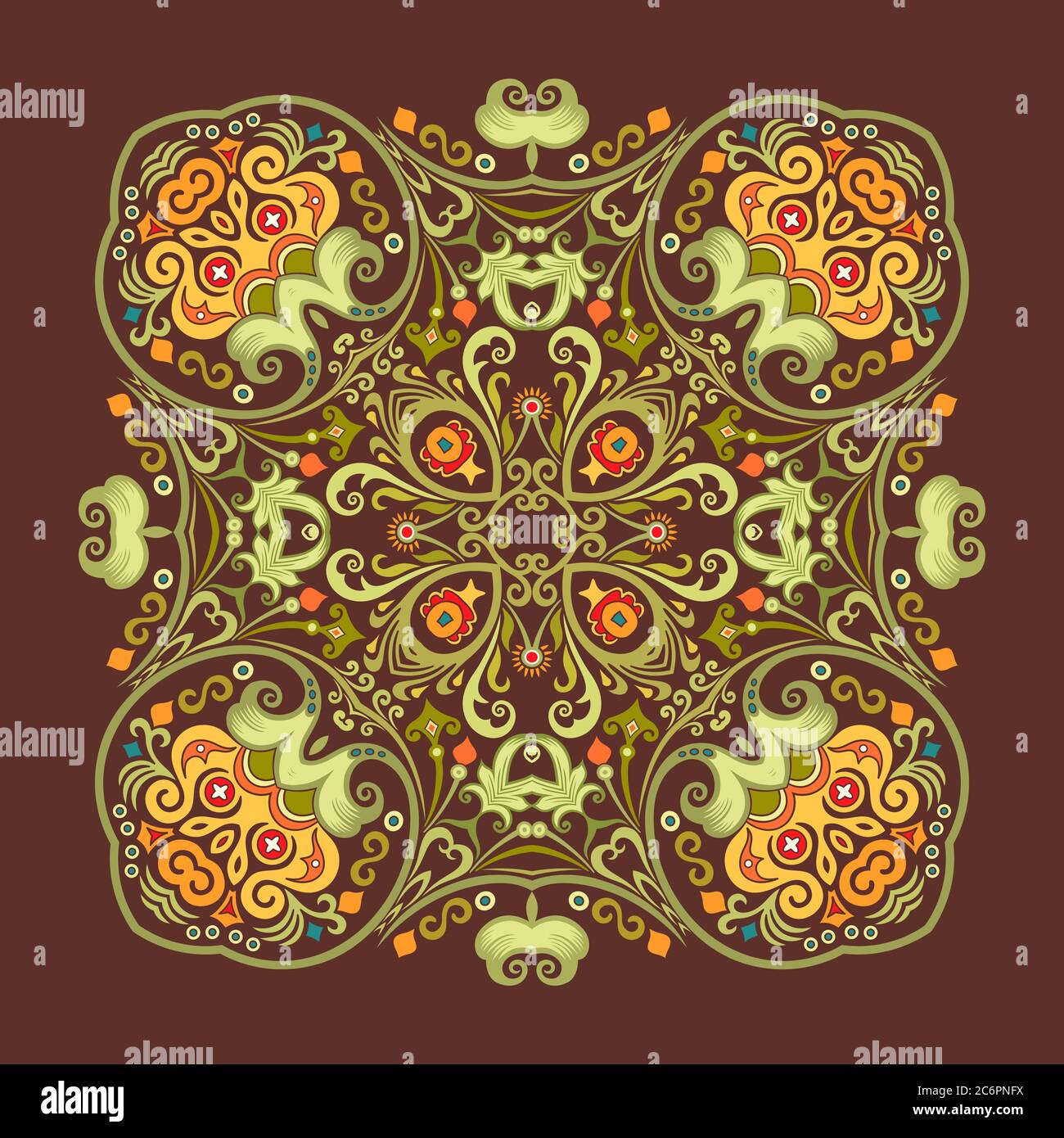 Vector ethnic abstract flower illustration Stock Vector Image & Art - Alamy