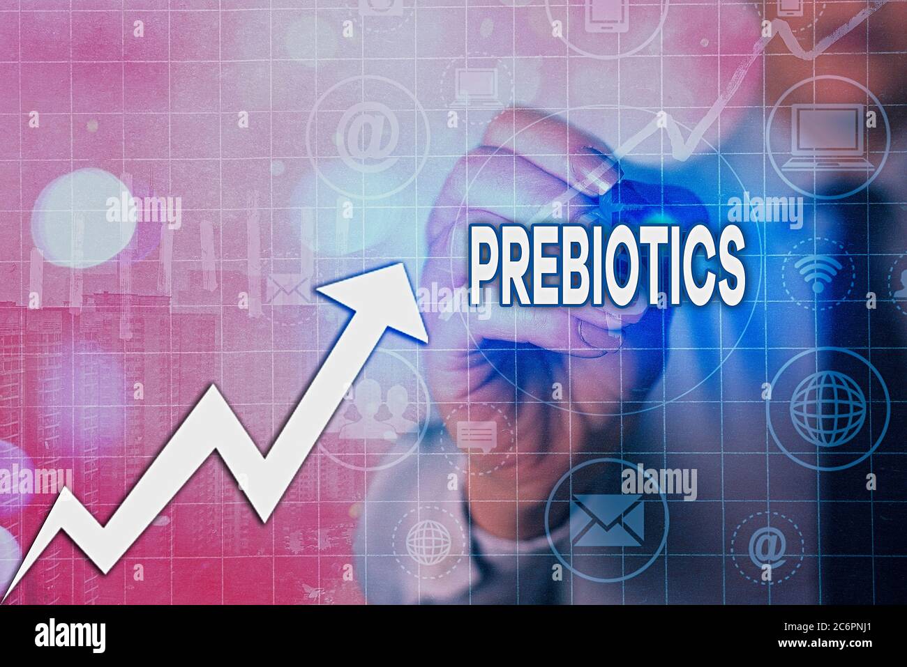 Writing note showing Prebiotics. Business concept for the growth or ...