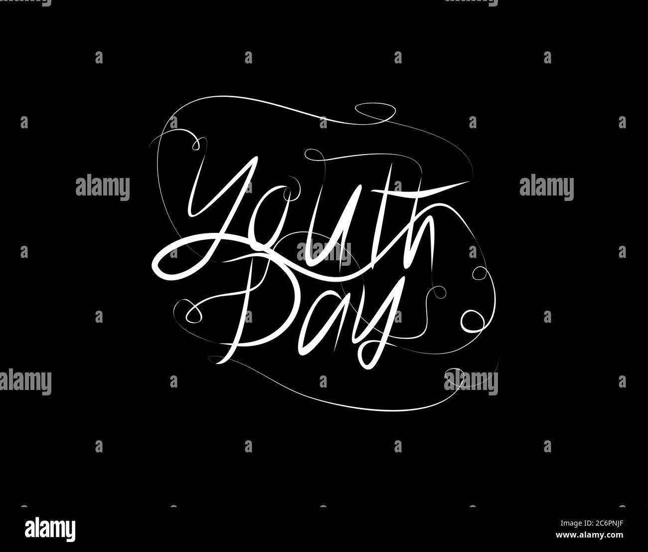 International Youth Day Lettering Text on Black background in vector ...