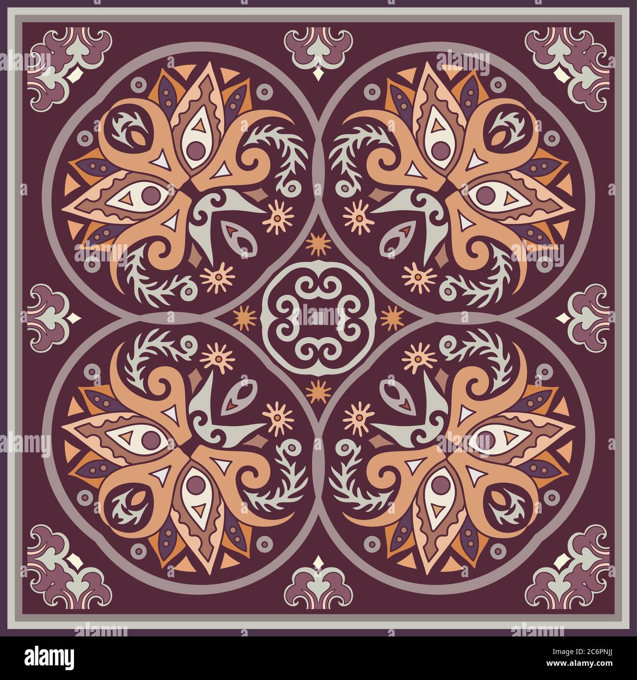 Vector ethnic abstract flower illustration Stock Vector Image & Art - Alamy