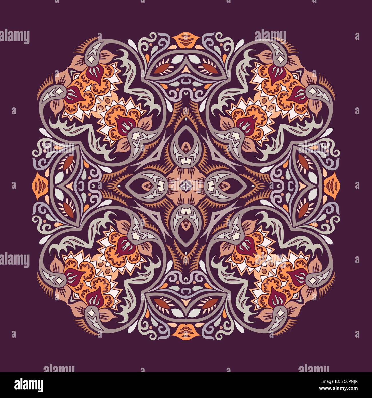 Vector ethnic abstract flower illustration Stock Vector Image & Art - Alamy
