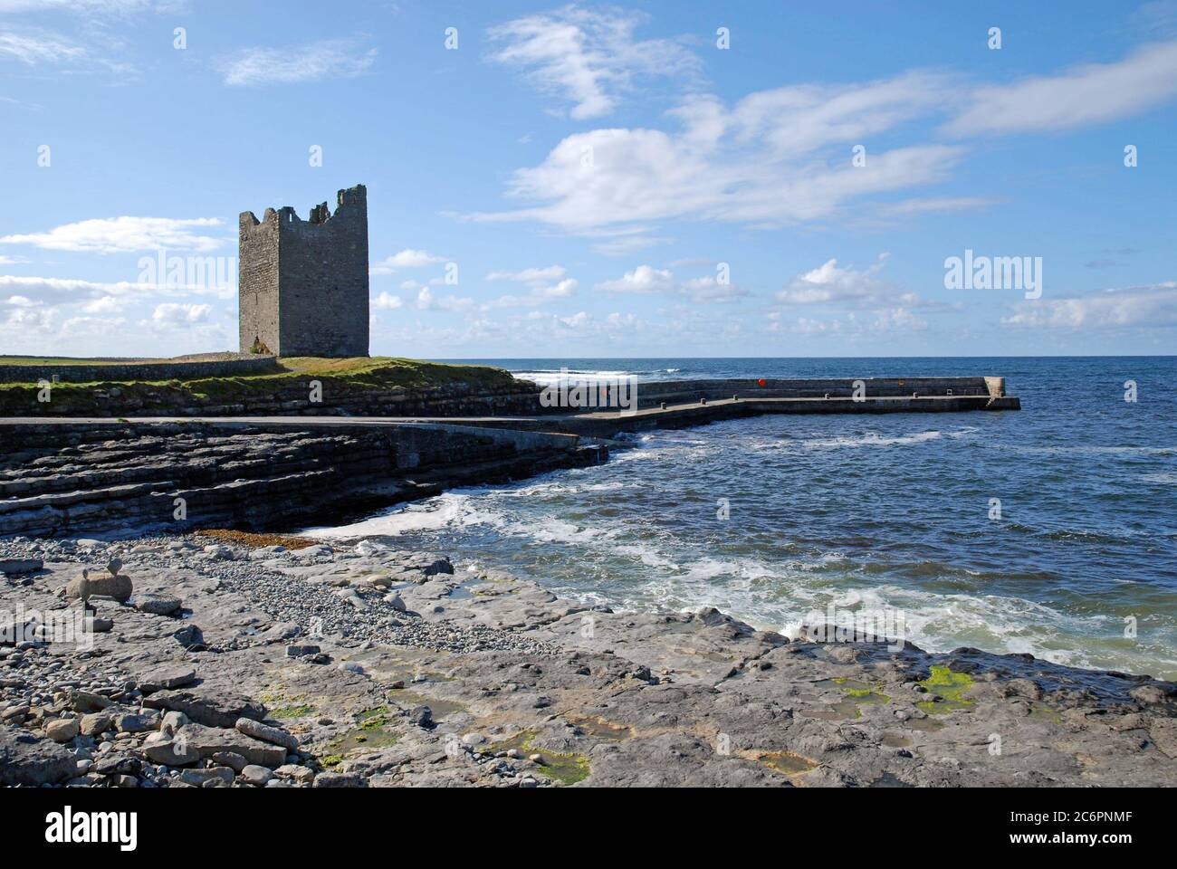 Castle of Chieftan O'Dowd , built 1207 and Easkey pier, , Easkey, Co ...