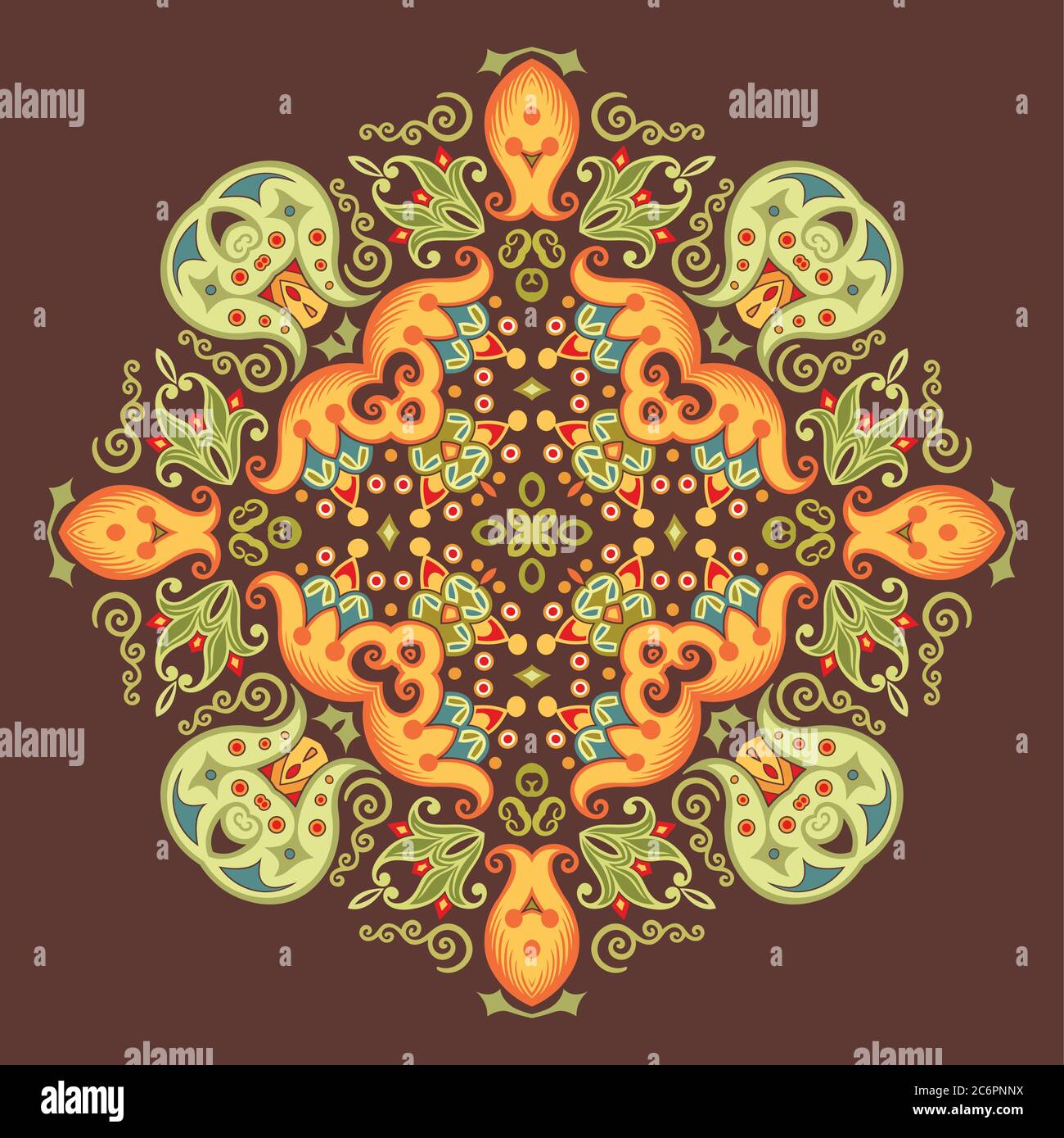 Vector ethnic abstract flower illustration Stock Vector Image & Art - Alamy