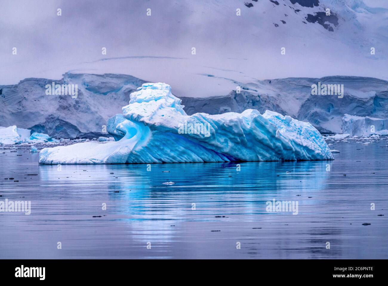 Snowing Floating Blue Iceberg Reflection Paradise Bay Skintorp Cove ...