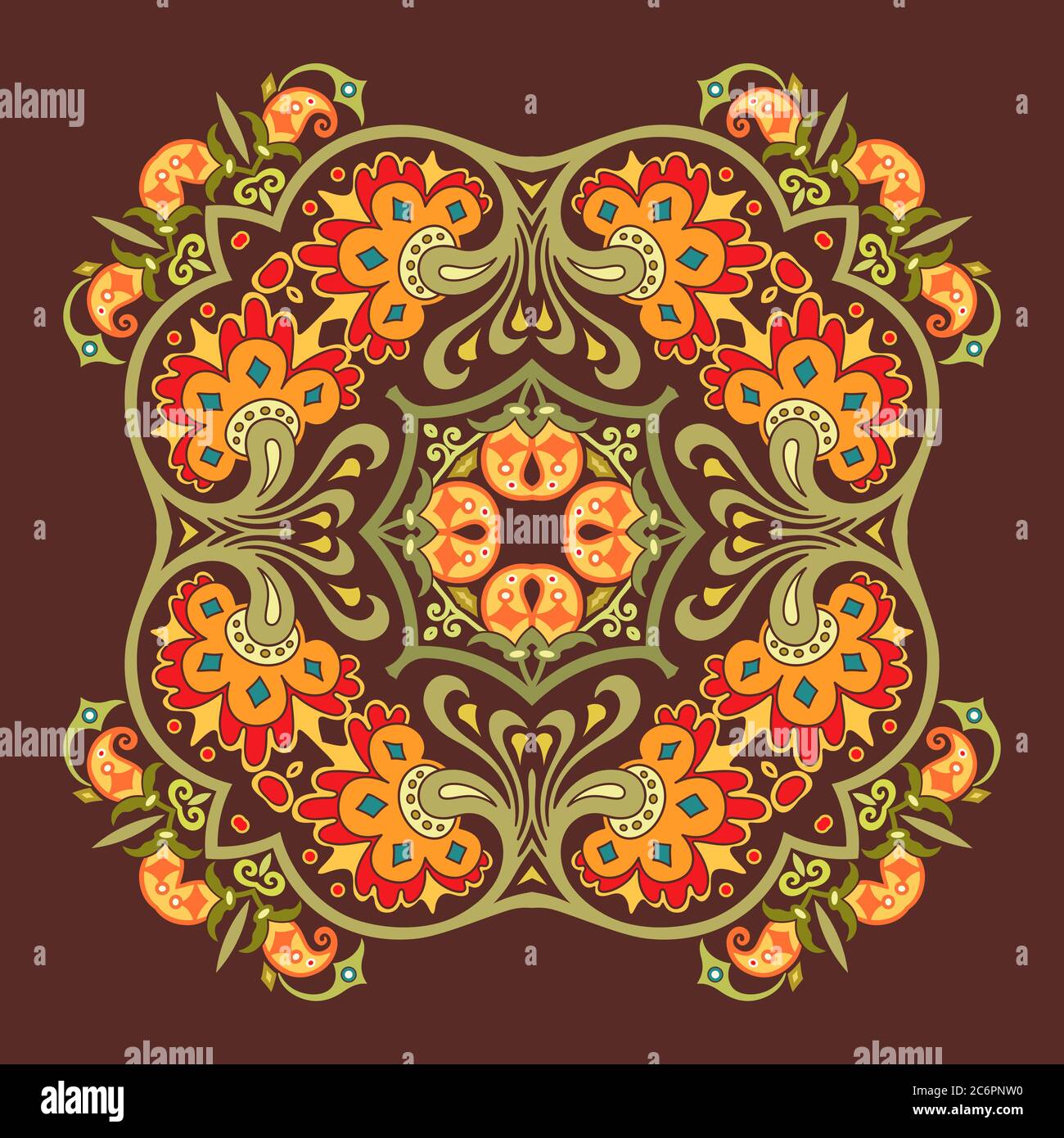 Vector ethnic abstract flower illustration Stock Vector Image & Art - Alamy