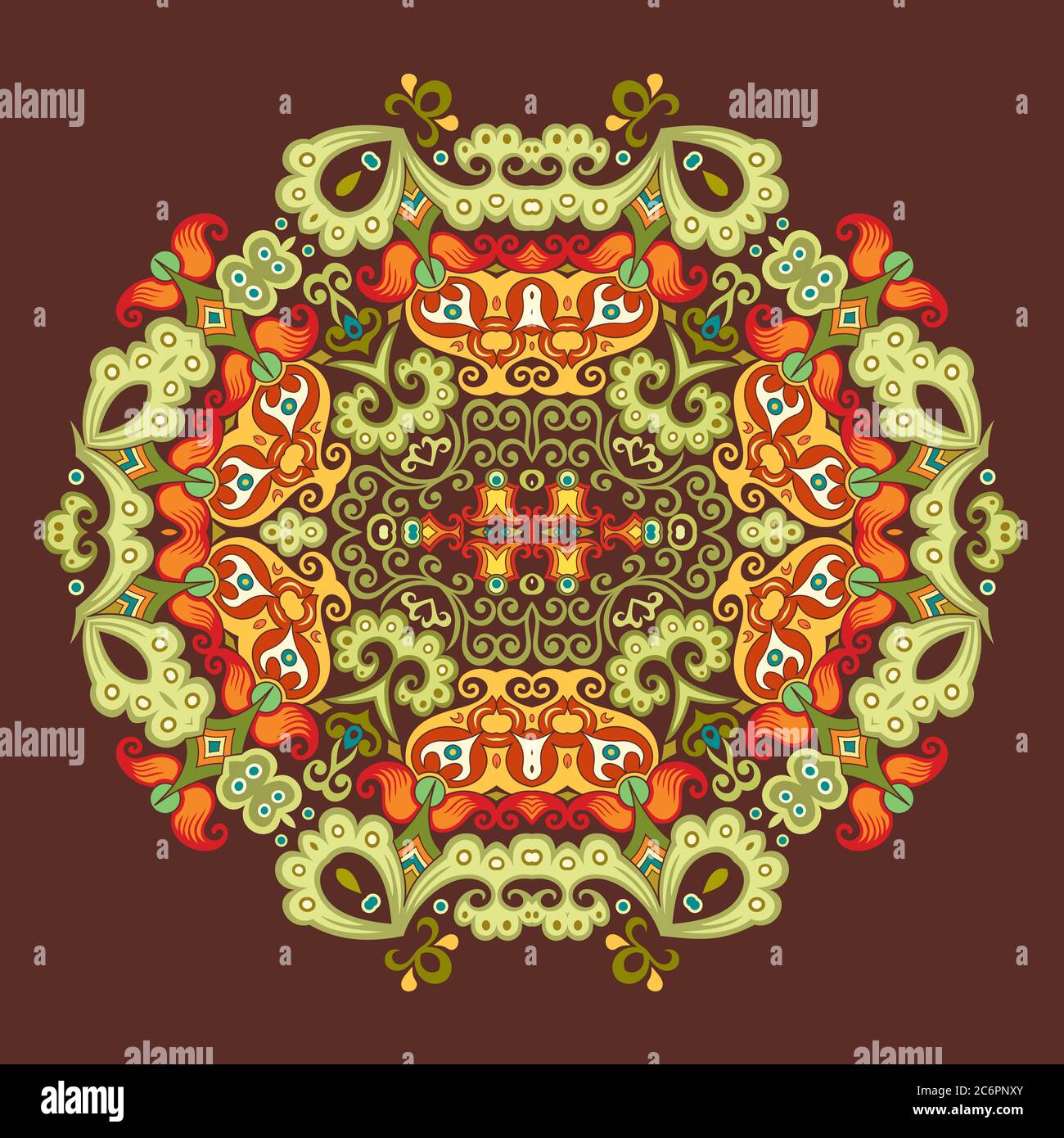 Vector ethnic abstract flower illustration Stock Vector Image & Art - Alamy