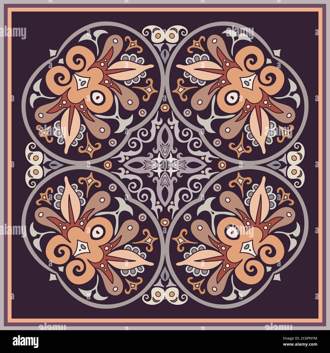 Vector ethnic abstract flower illustration Stock Vector Image & Art - Alamy