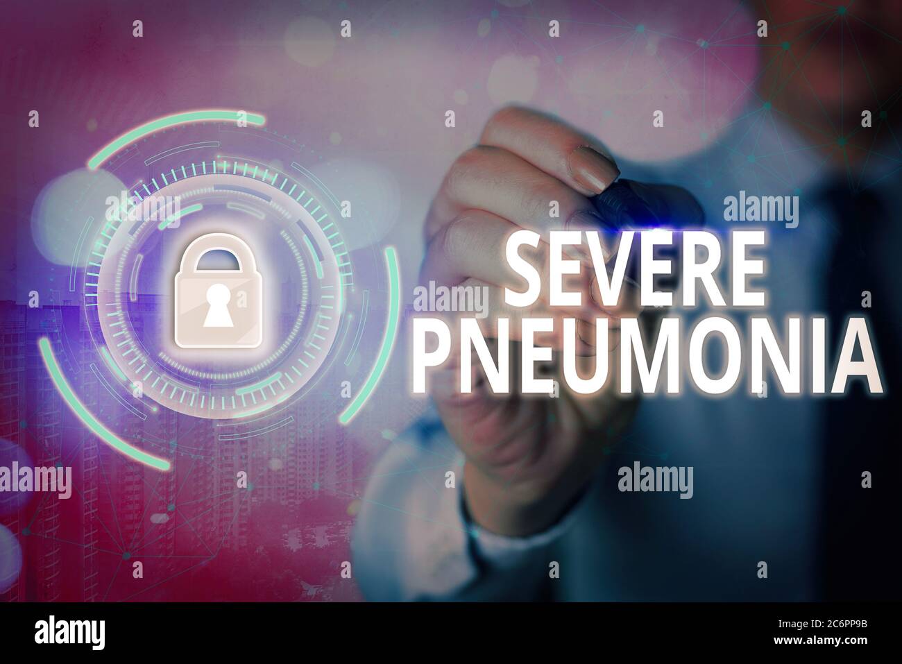 Text sign showing Severe Pneumonia. Business photo text acute disease ...
