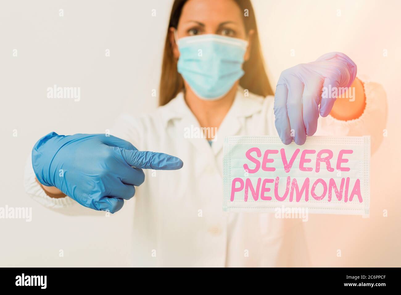 Writing note showing Severe Pneumonia. Business concept for acute ...