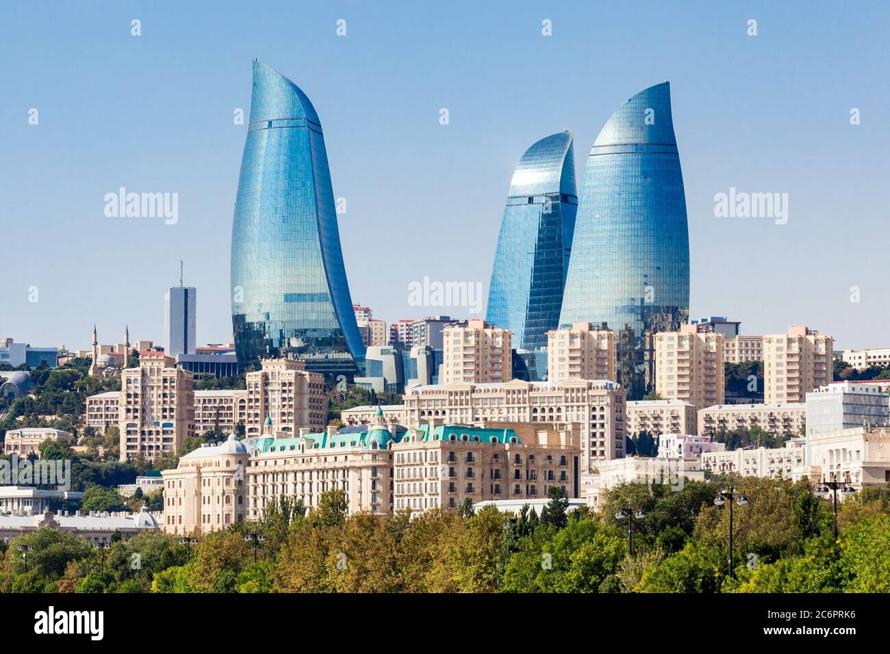 BAKU, AZERBAIJAN - SEPTEMBER 15, 2016: Baku Flame Towers is the tallest ...