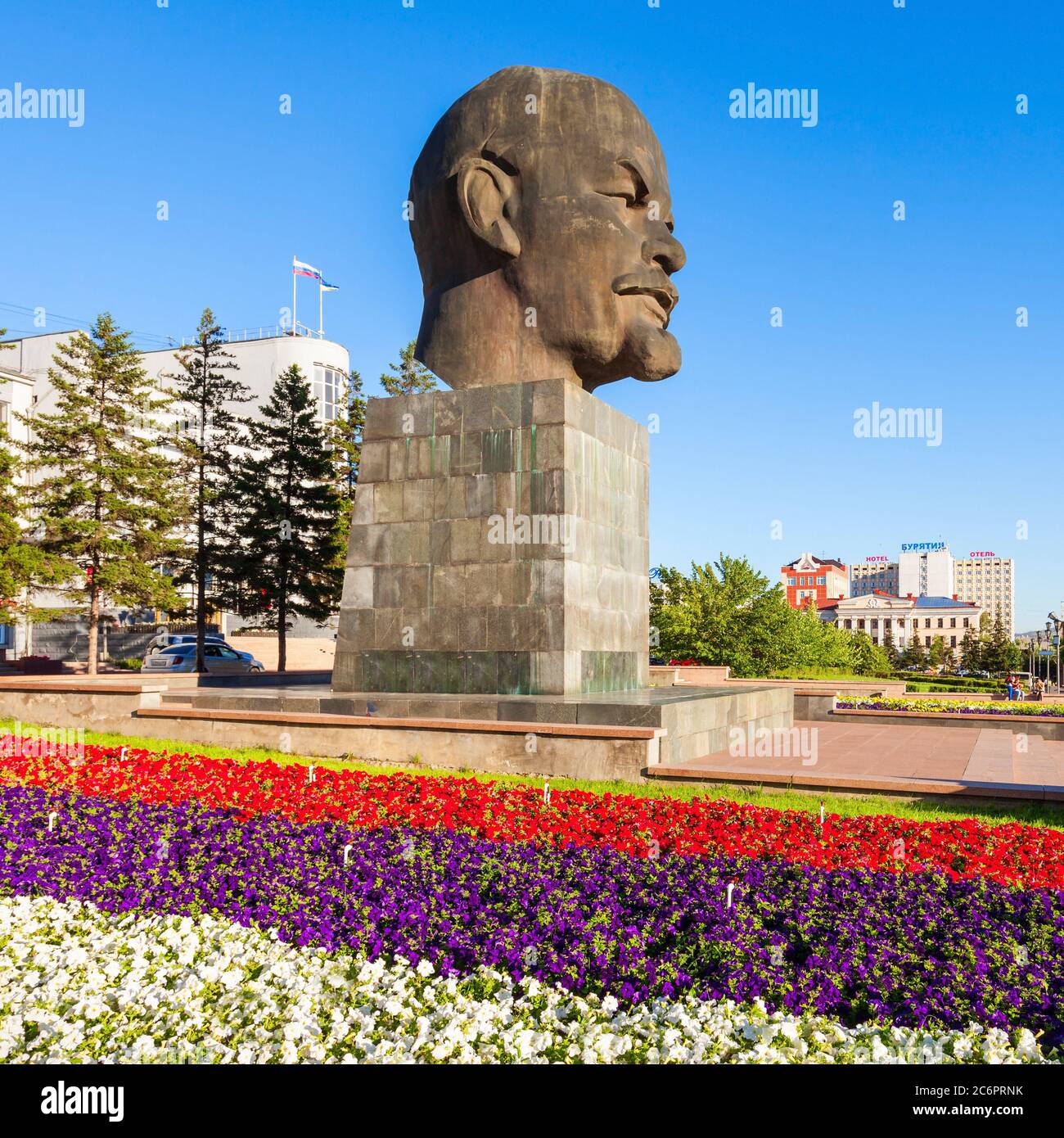 ULAN-UDE, RUSSIA - JULY 14, 2016: The largest head monument of Soviet ...