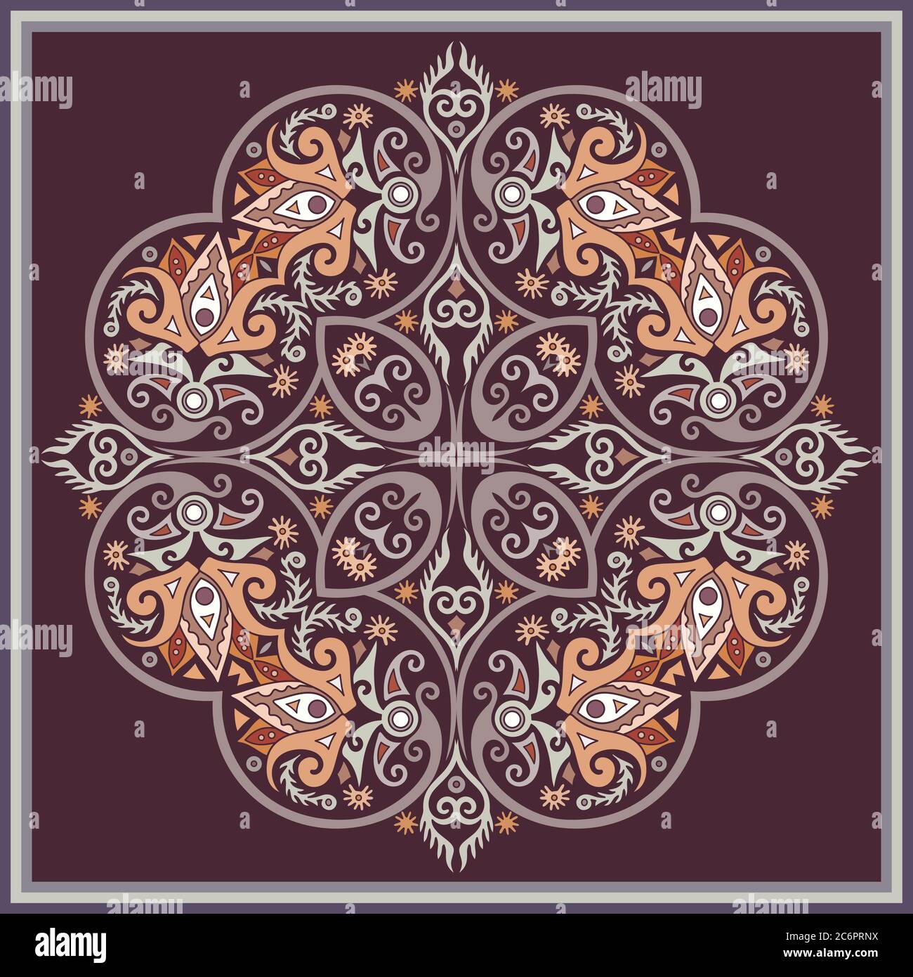 Vector ethnic abstract flower illustration Stock Vector Image & Art - Alamy