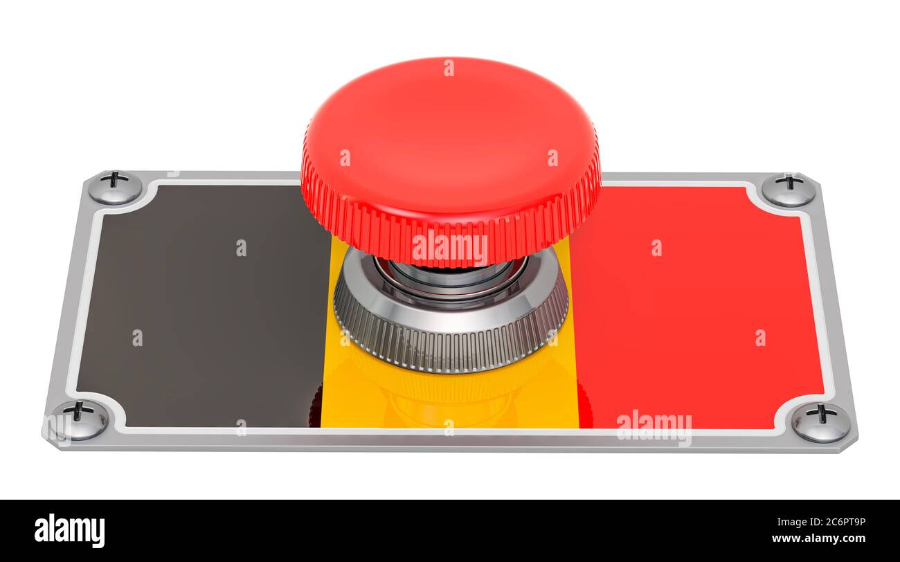 Push button with Belgian flag, 3D rendering isolated on white ...