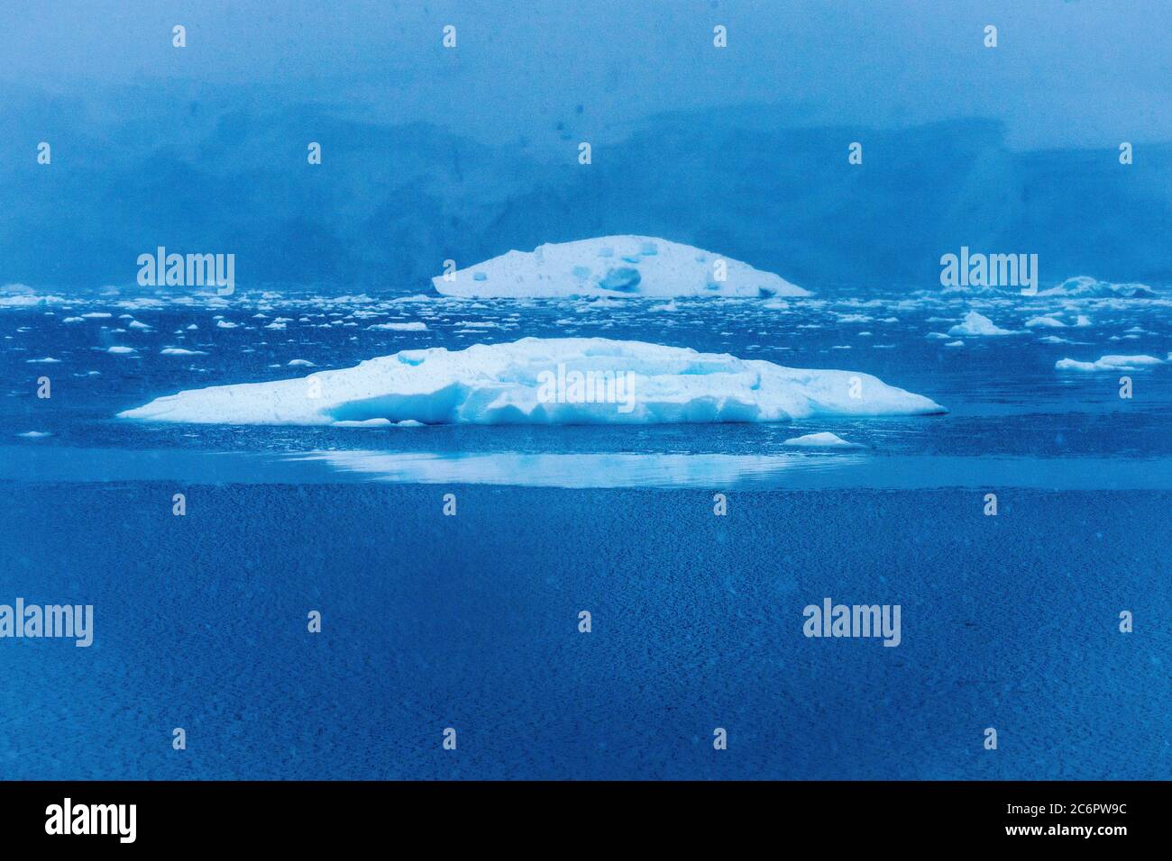 Snowing Floating Blue Iceberg Reflection Paradise Bay Skintorp Cove ...