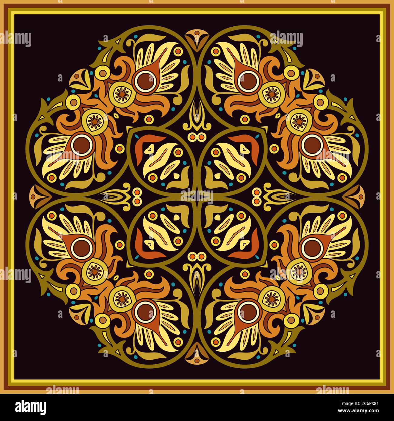 Vector ethnic abstract flower illustration Stock Vector Image & Art - Alamy