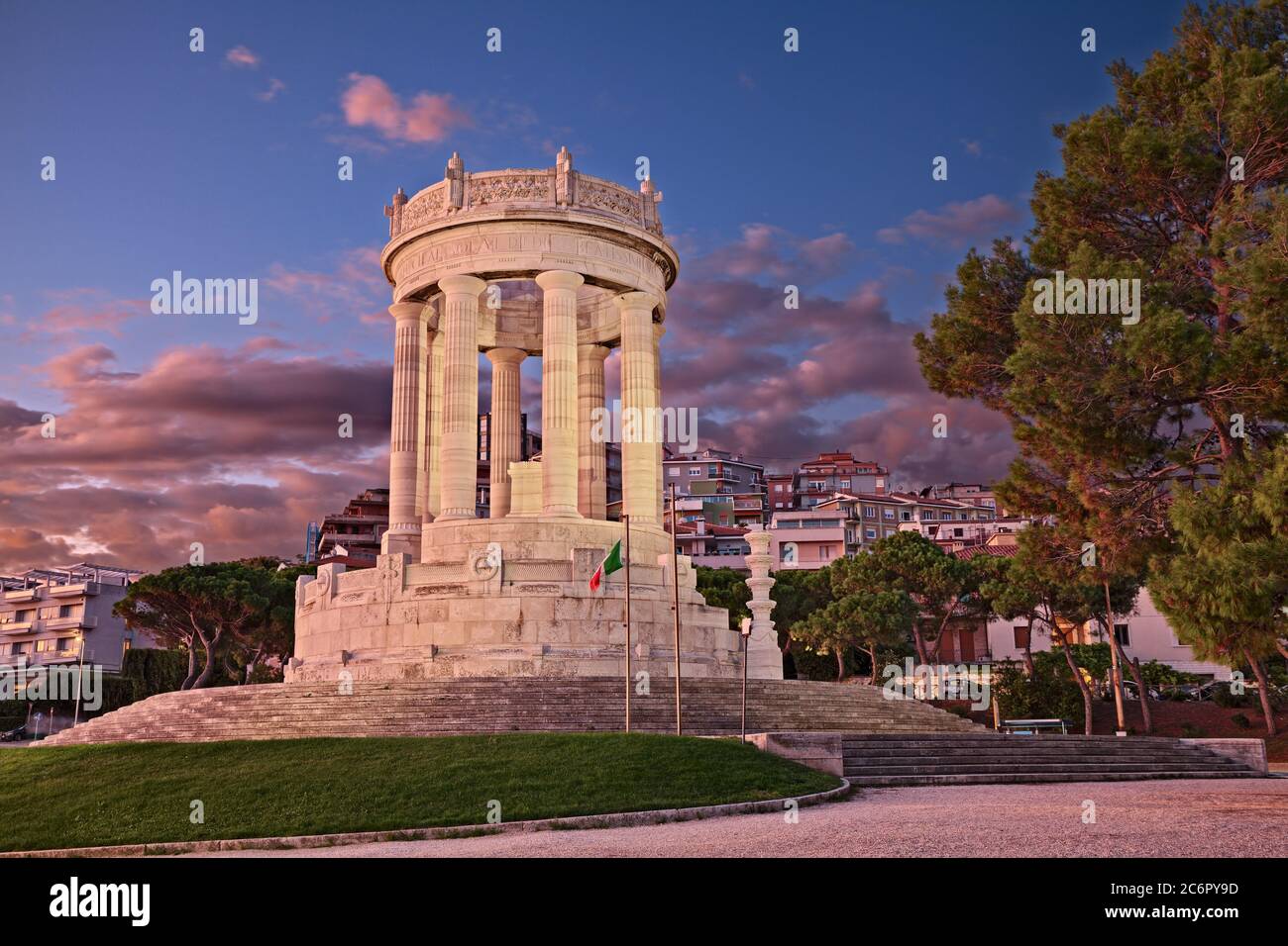Ancona, Marche, Italy: view at dawn of the war Memorial, circular ...