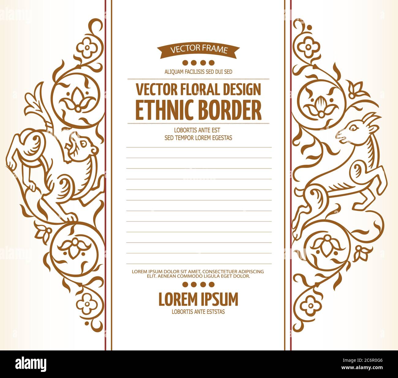 Vector abstract nature and animal vintage border Stock Vector Image ...