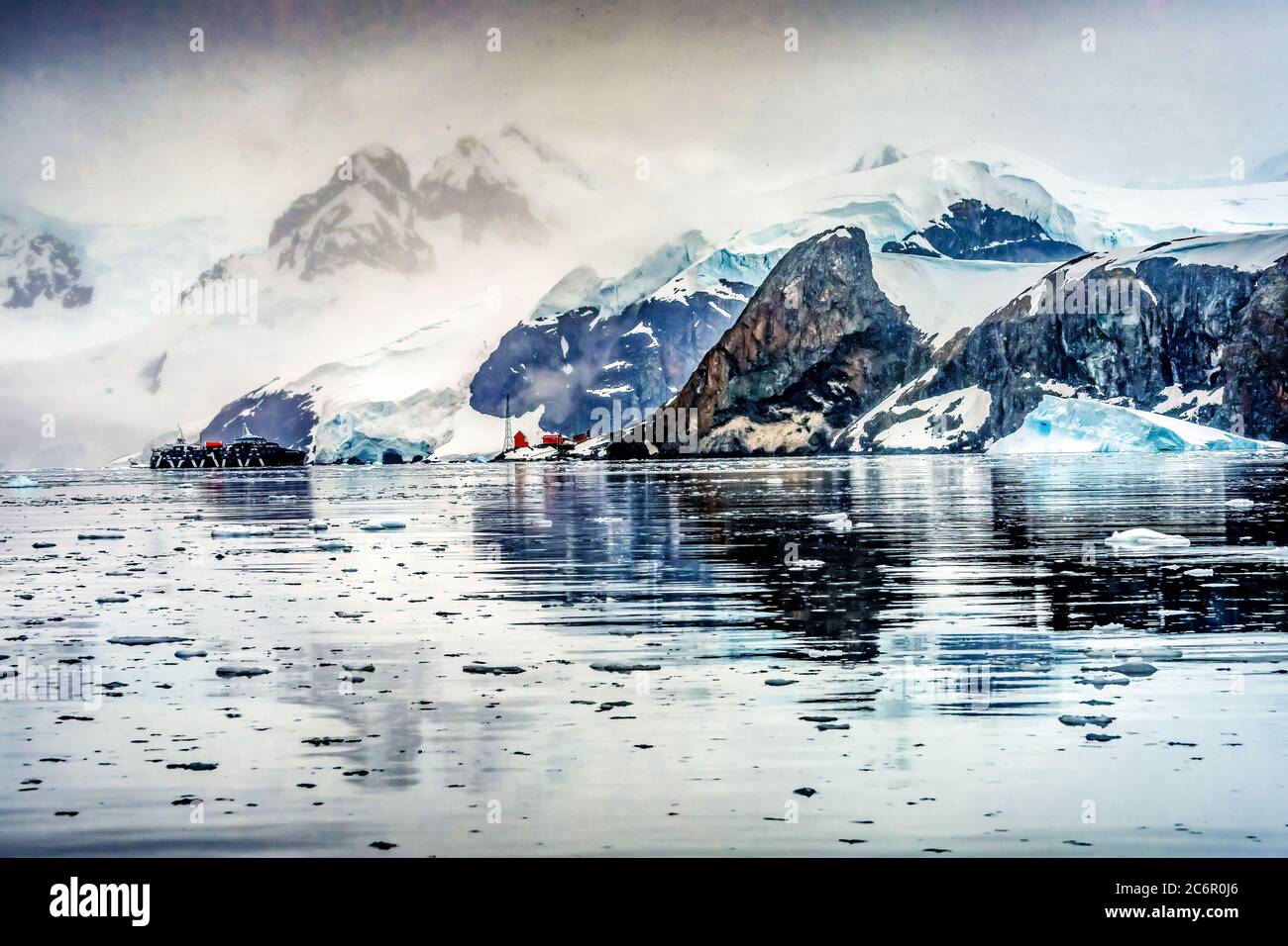 Snowing Argentine Almirante Brown Station Blue Glacier Mountain ...