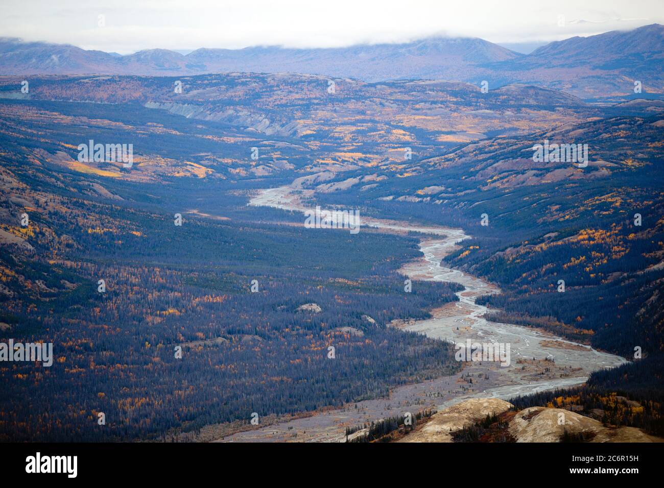 Valley, river and mountain views in Kluane National Park and Reserve ...