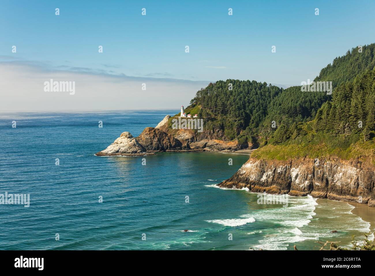 Heceta Head Lighthouse and coastal Oregon as seen from overlook Stock ...