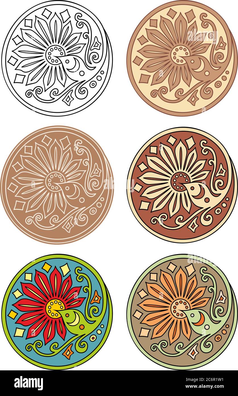 Vector set of circles with floral elements Stock Vector Image & Art - Alamy