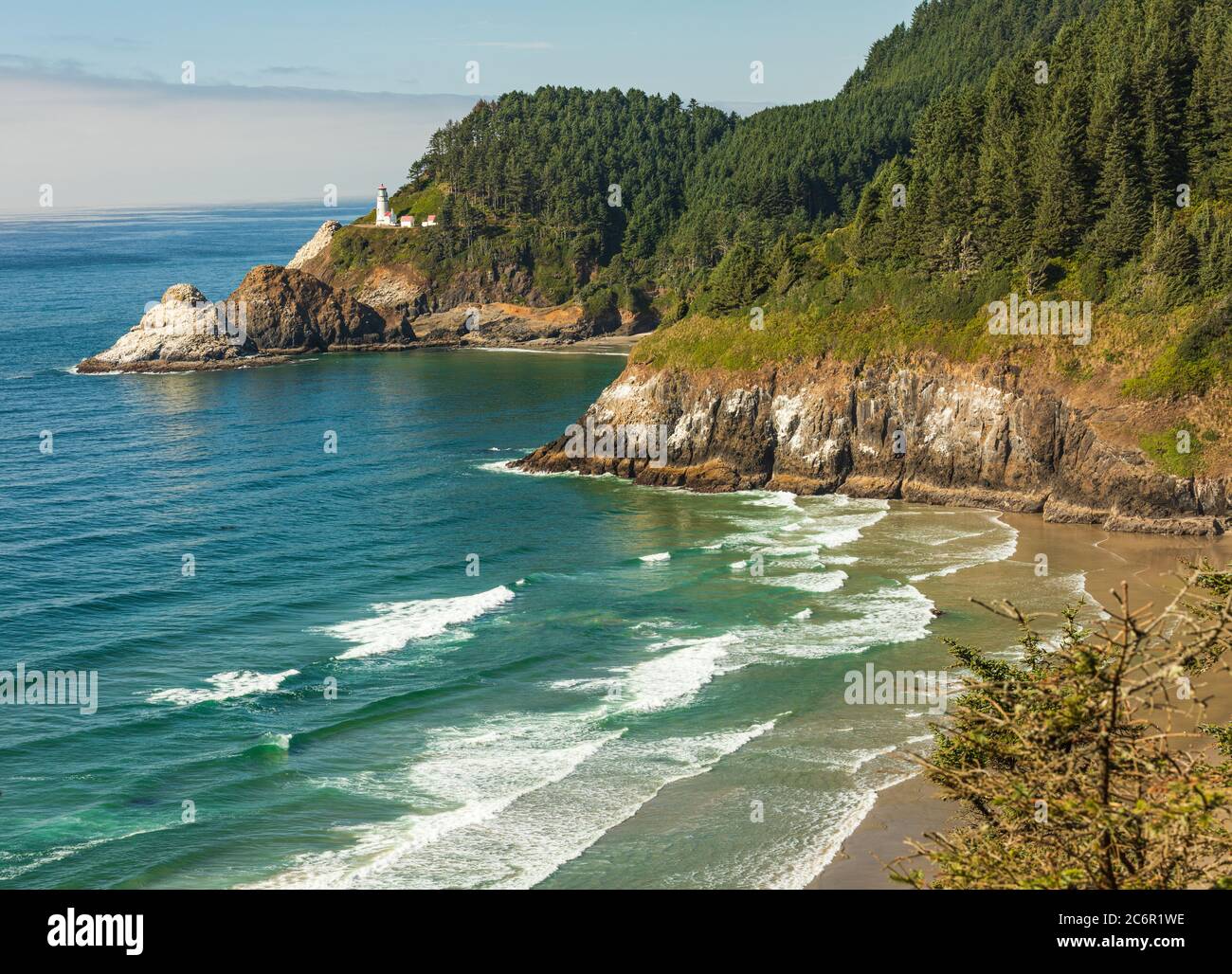 Heceta Head Lighthouse and coastal Oregon as seen from overlook Stock ...