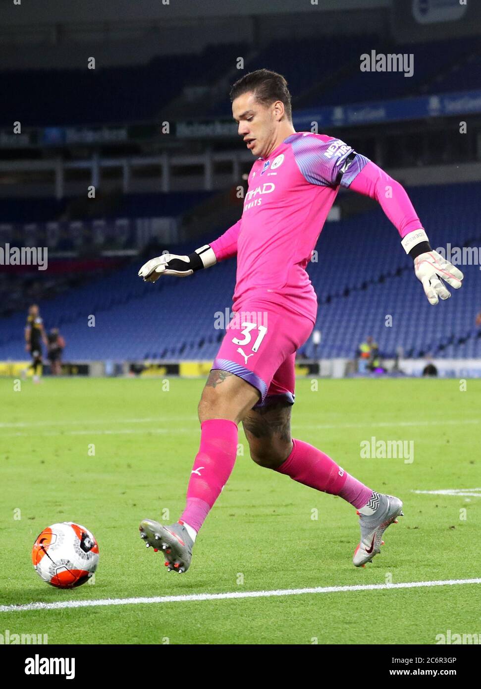 Manchester City goalkeeper Ederson during the Premier League match at ...