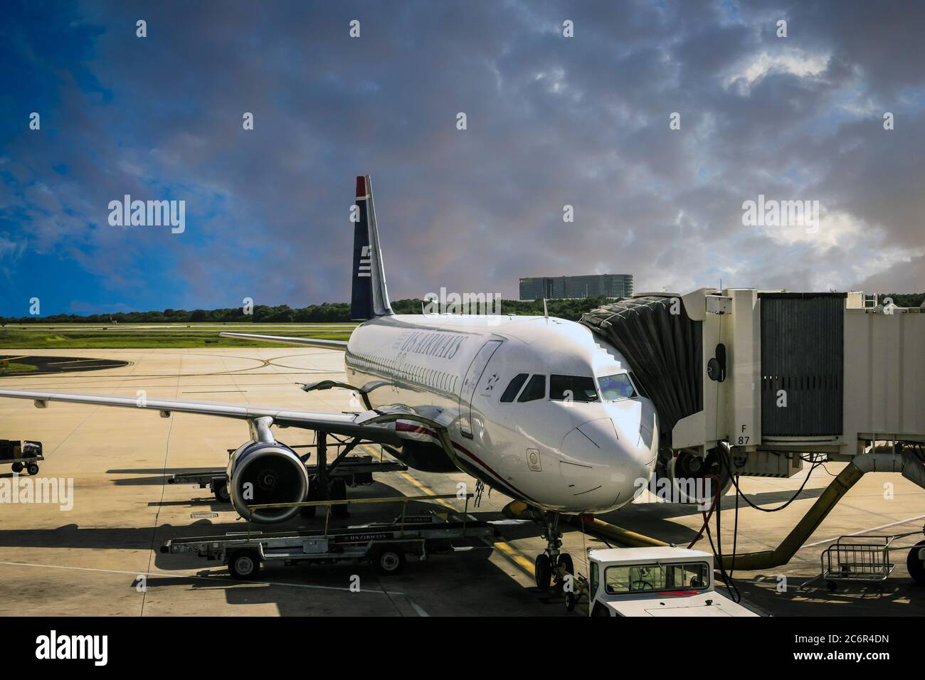 A US Air Boeing 737 at the gate prepping for departure from Tampa ...