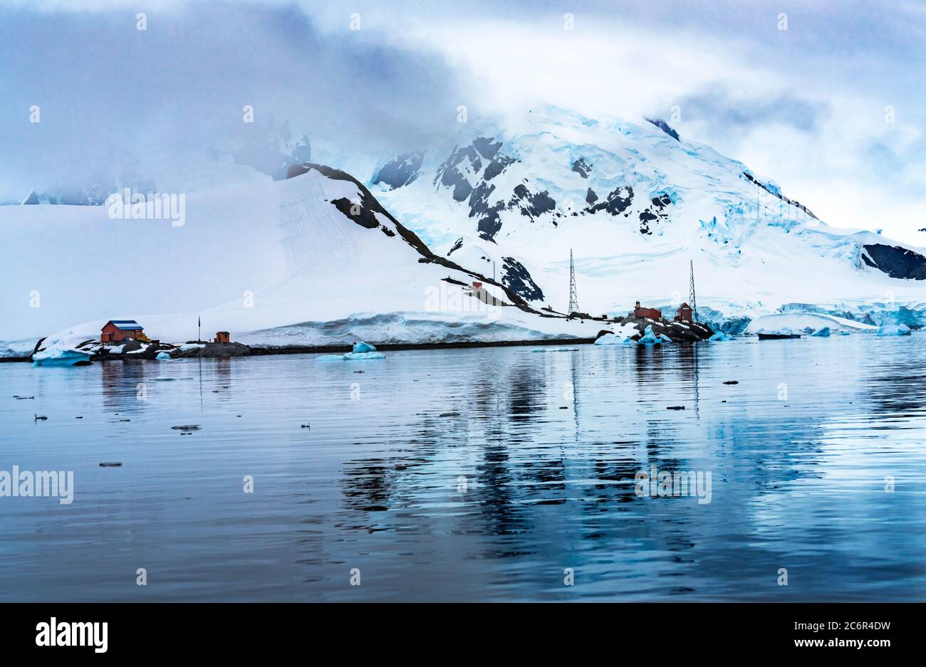 Snowing Argentine Almirante Brown Station Blue Glacier Mountain ...