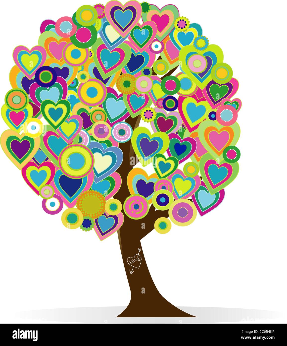 Love illustration, vector art with heart shapes and grungy structure ...