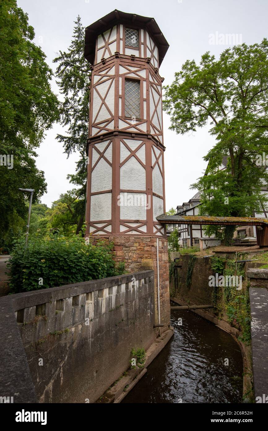 Historic water tower in Bad Muenster am Stein-Ebernburg, Germany Stock ...