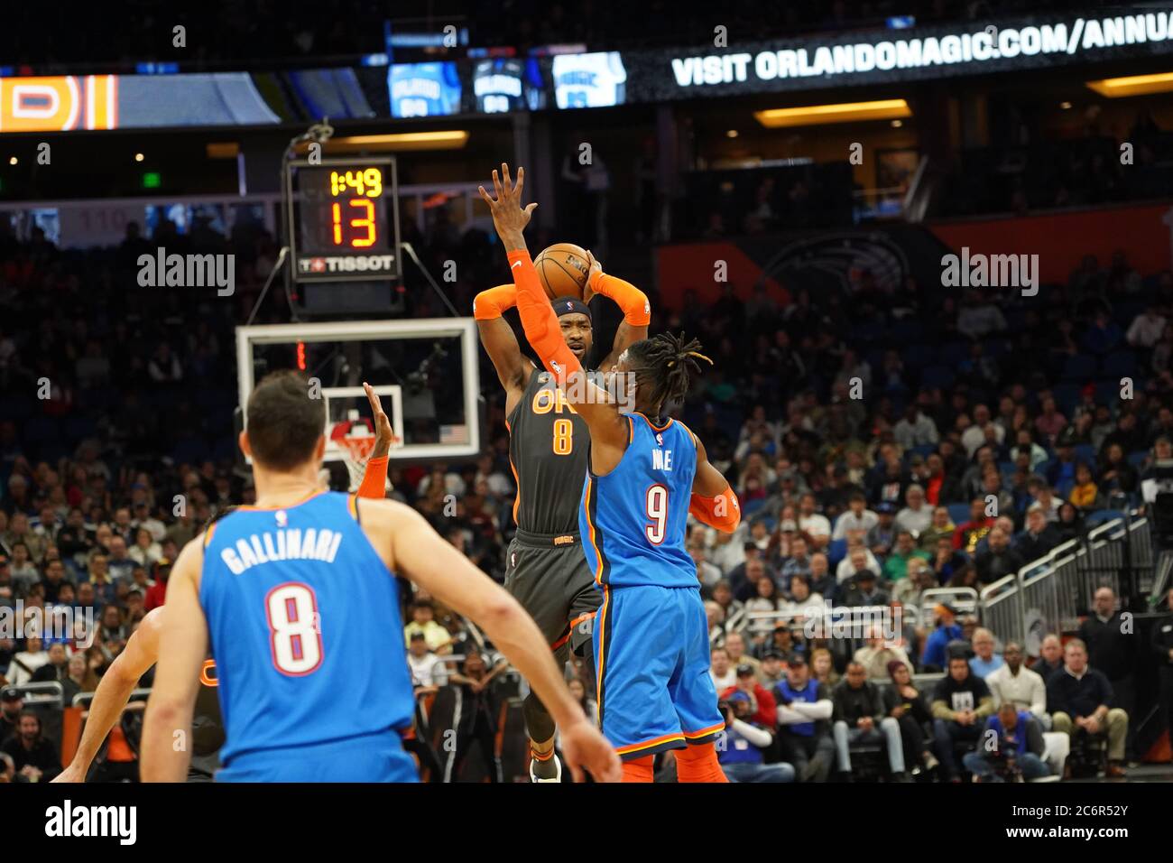 Oklahoma Thunder face the Orlando Magic at the Amway Center on January ...