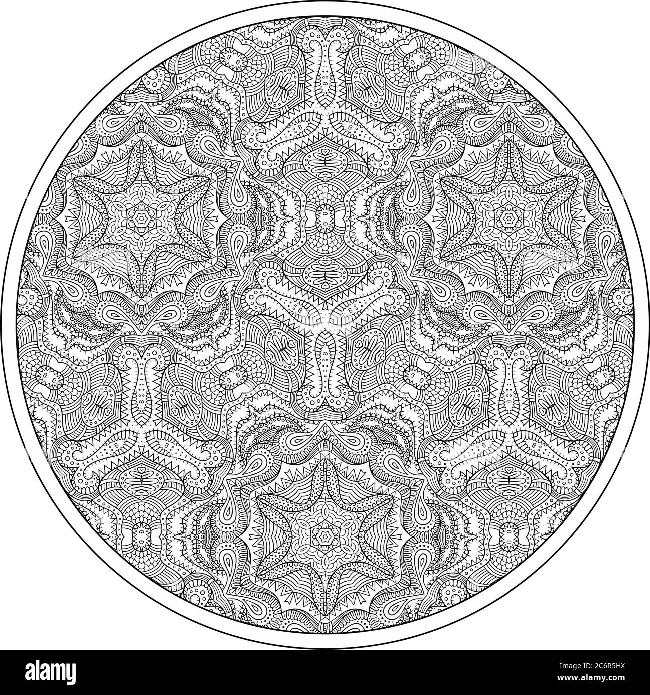 Vector floral ethnic outline hand drawn mandala Stock Vector Image ...