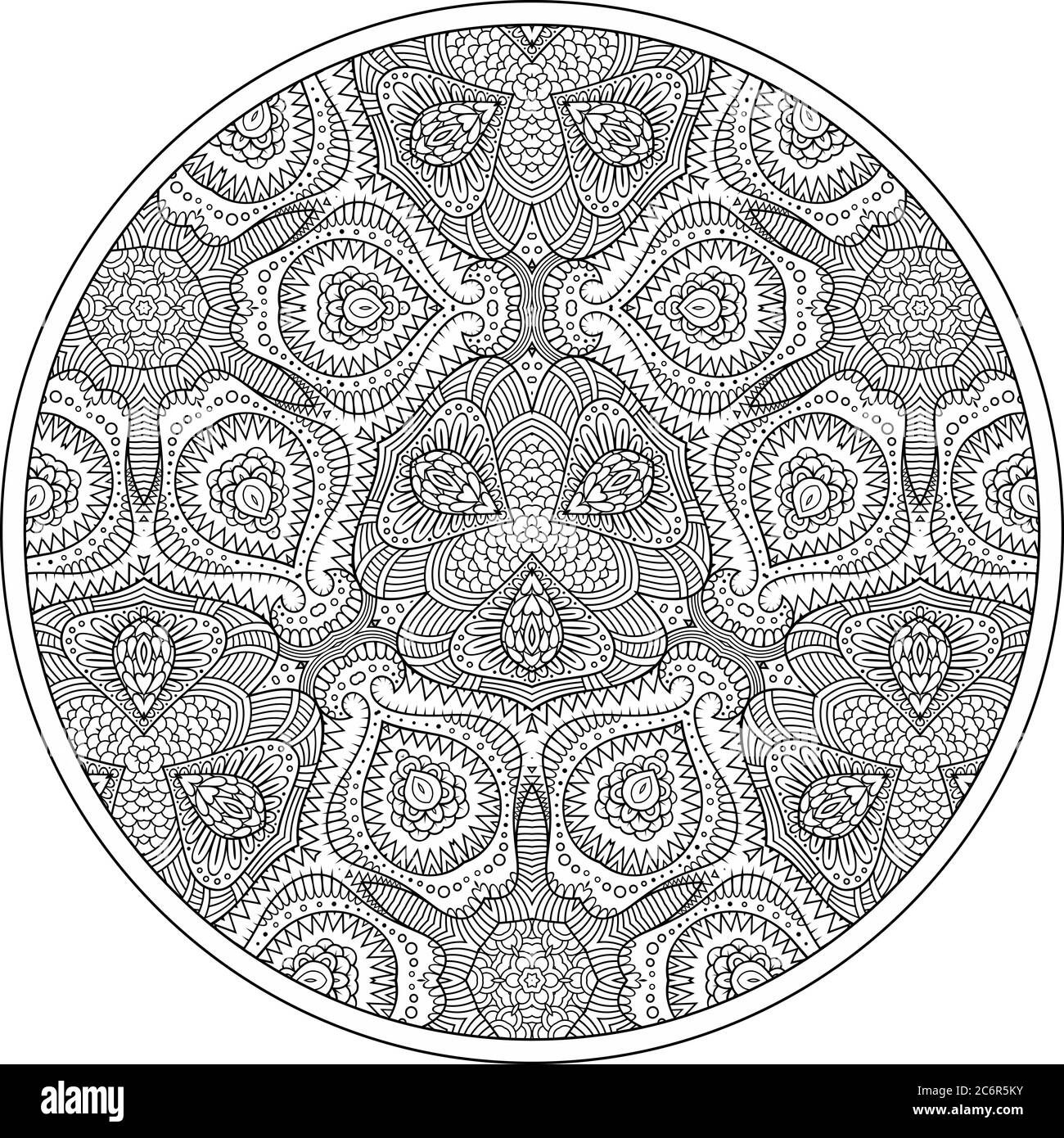Vector floral ethnic outline hand drawn mandala Stock Vector Image ...