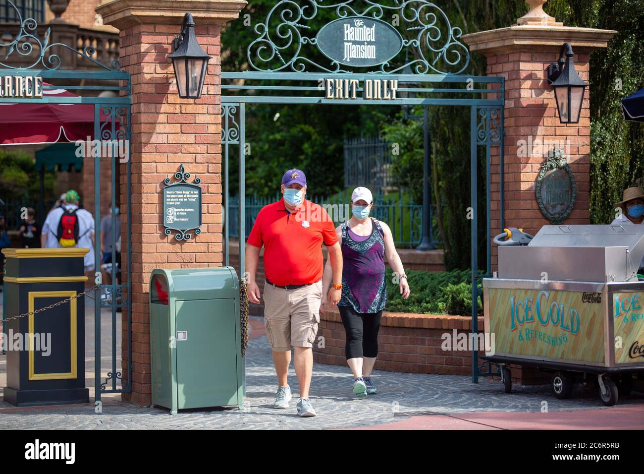 Orlando, Florida, USA. 11th July, 2020. A couple exit the Haunted ...
