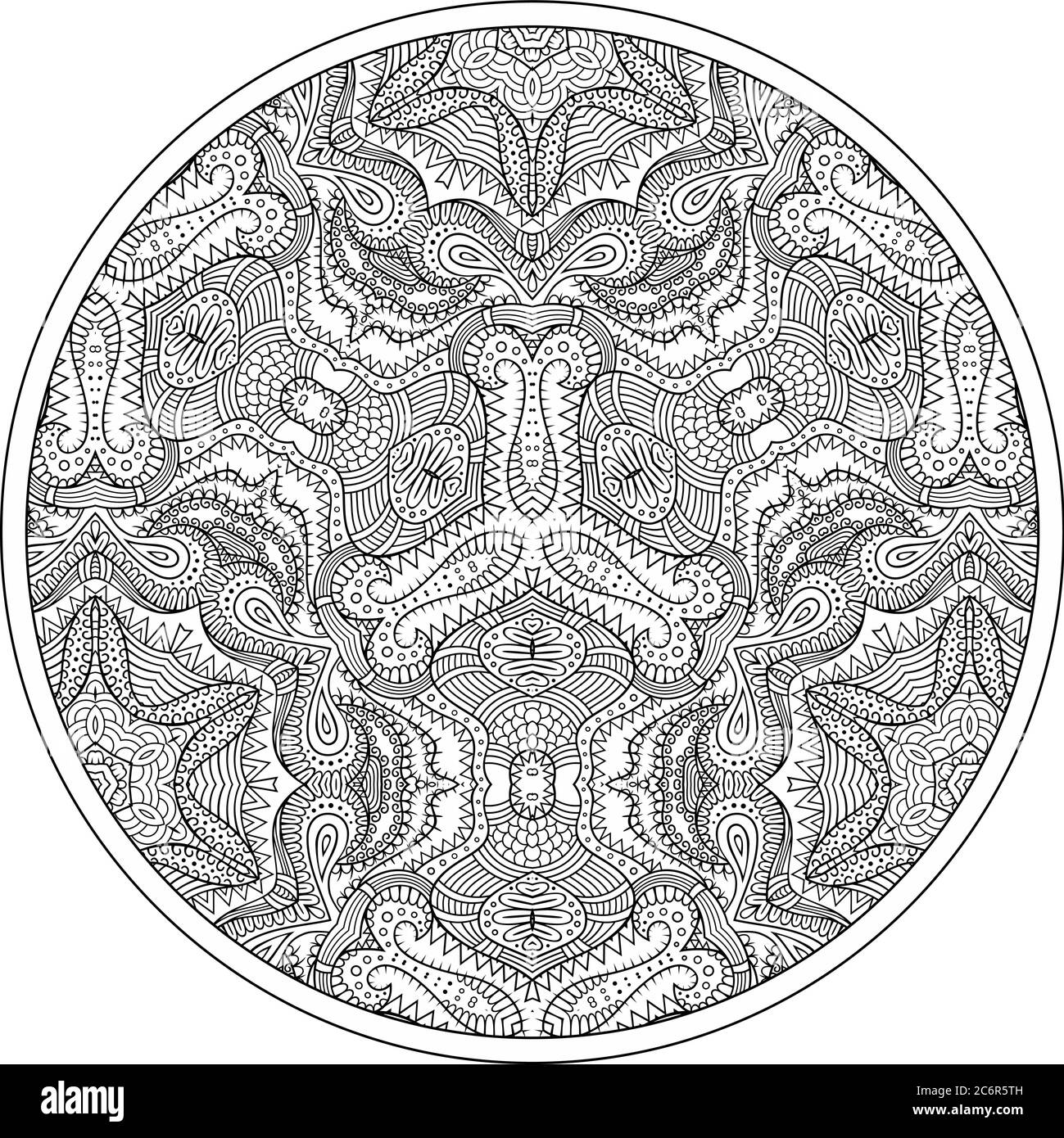 Vector floral ethnic outline hand drawn mandala Stock Vector Image ...