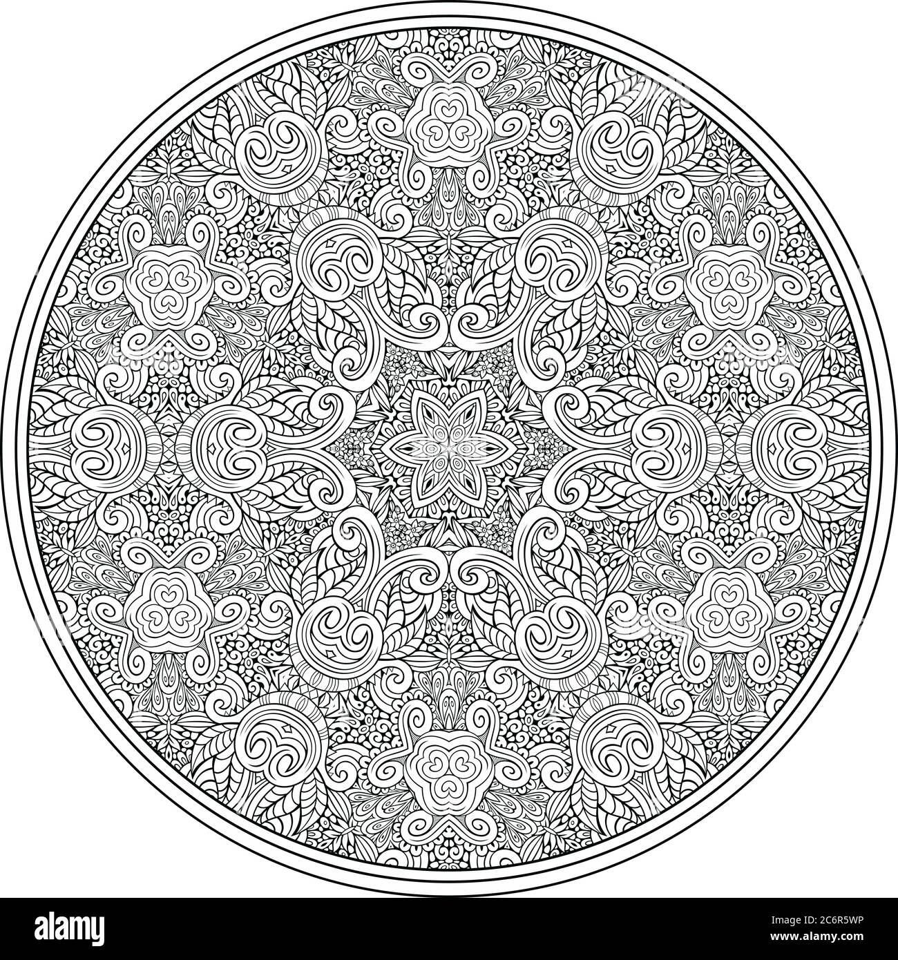 Vector floral ethnic outline hand drawn mandala Stock Vector Image ...