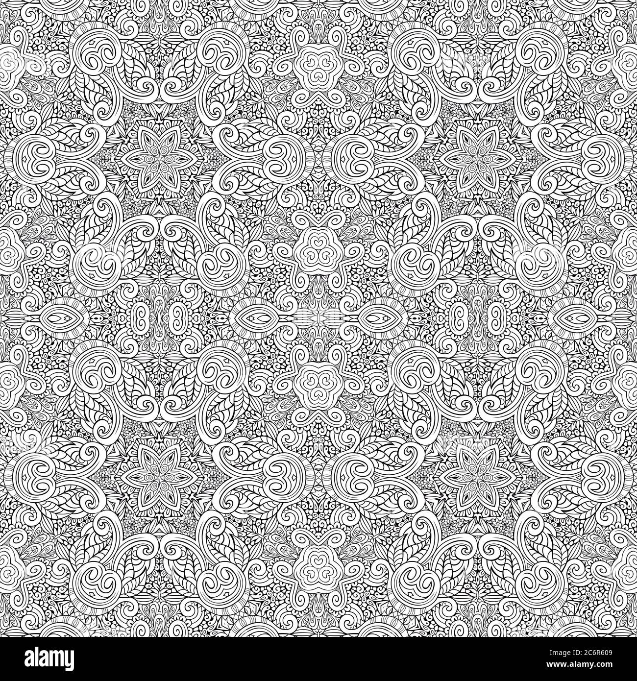 Vector ethnic hand drawn contour seamless pattern Stock Vector Image ...