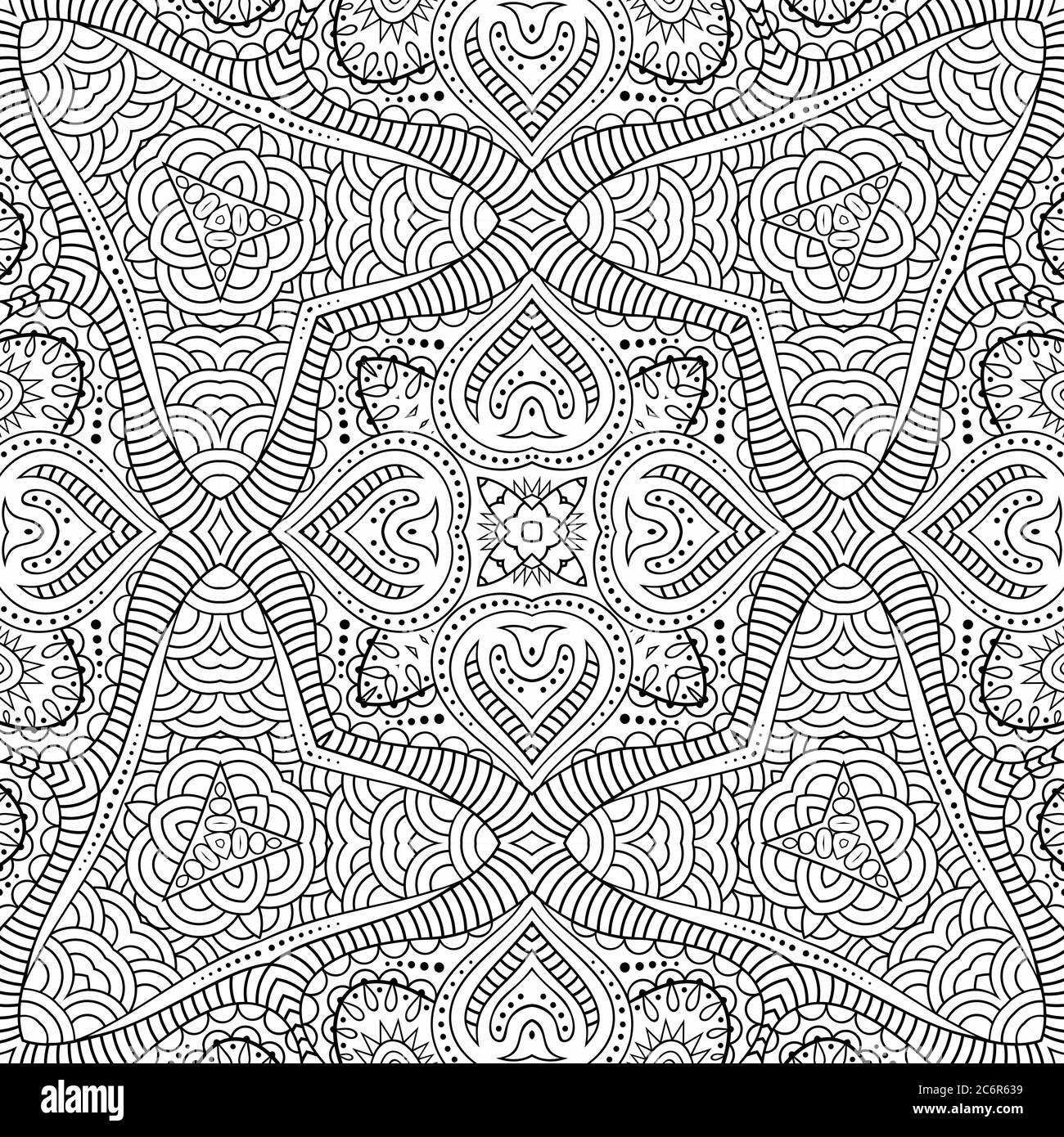 Vector ethnic hand drawn line art seamless pattern Stock Vector Image ...